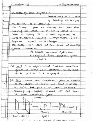 Notes 2D-Transformation Unit 2 Computer graphics | PDF