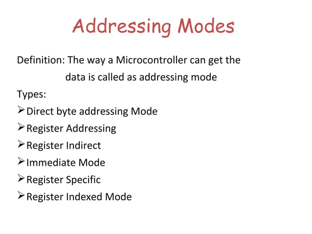 Addressing mode and instruction set using 8051 | PPT | Programming Languages | Computing