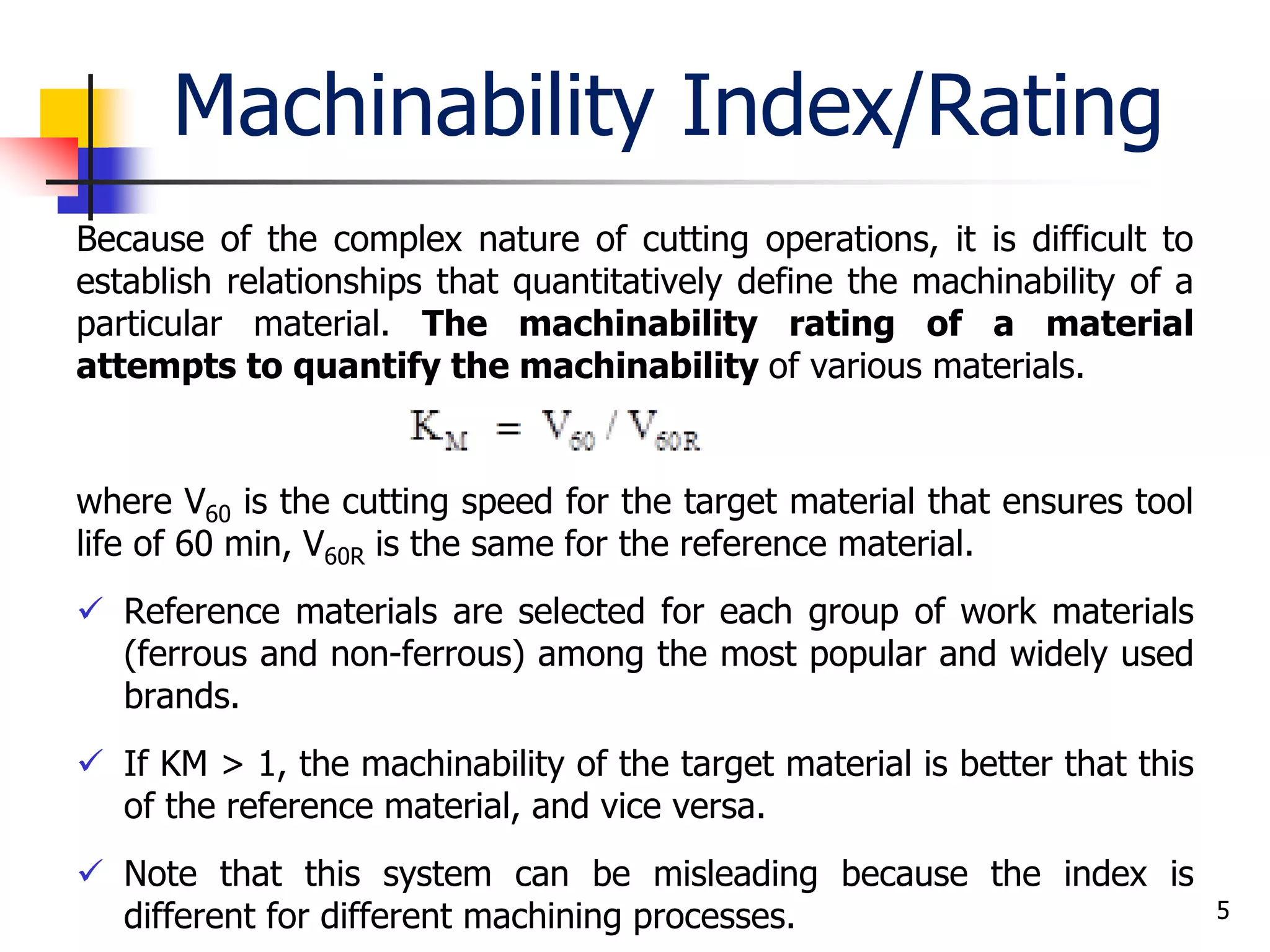 Unit 2 Machinability, Cutting Fluids, Tool Life & Wear, Tool Materials ...