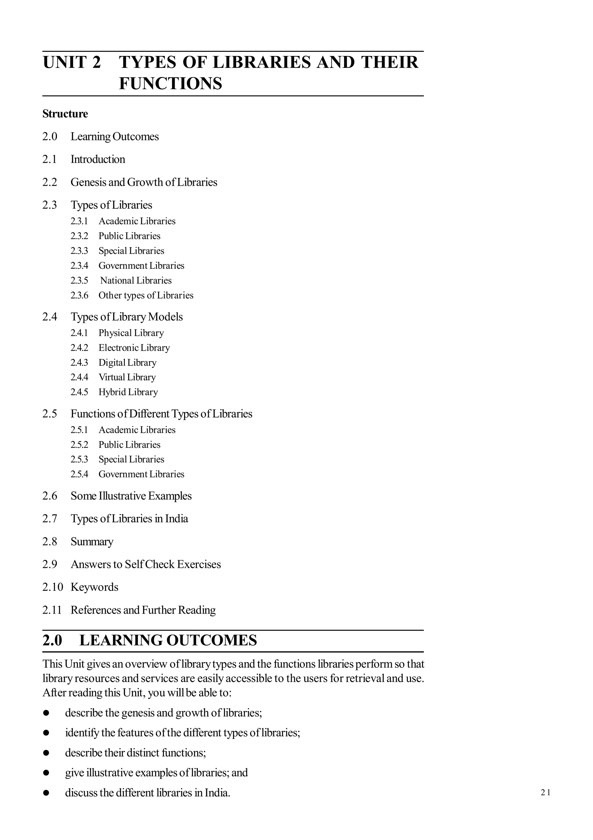 Types of Libraries and their functions | PDF