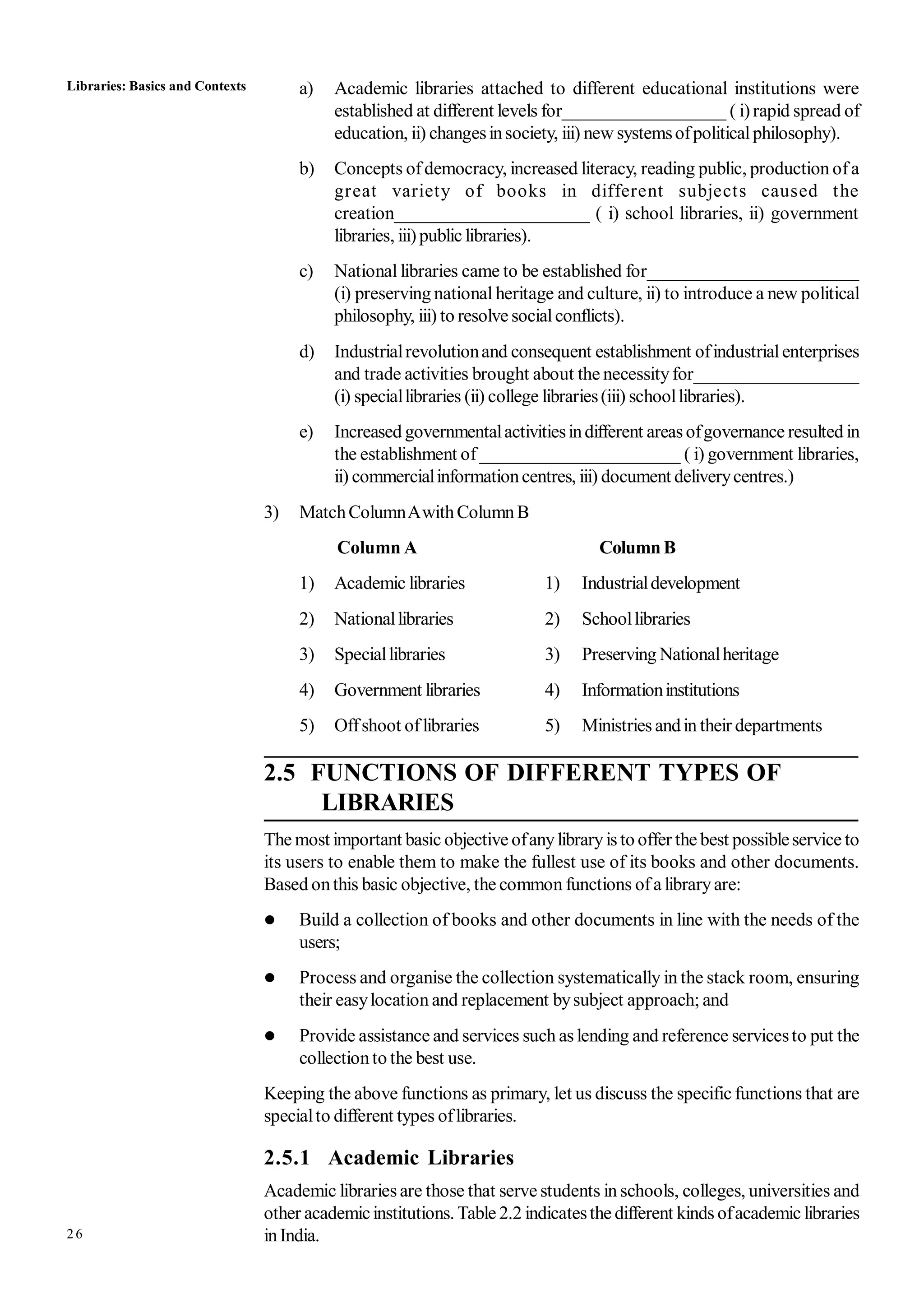 Types of Libraries and their functions | PDF