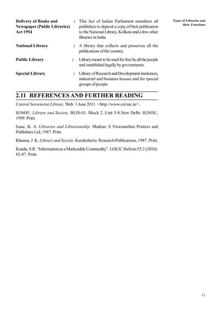 Types of Libraries and their functions | PDF