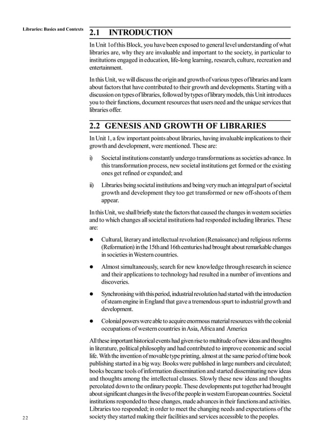Types of Libraries and their functions | PDF