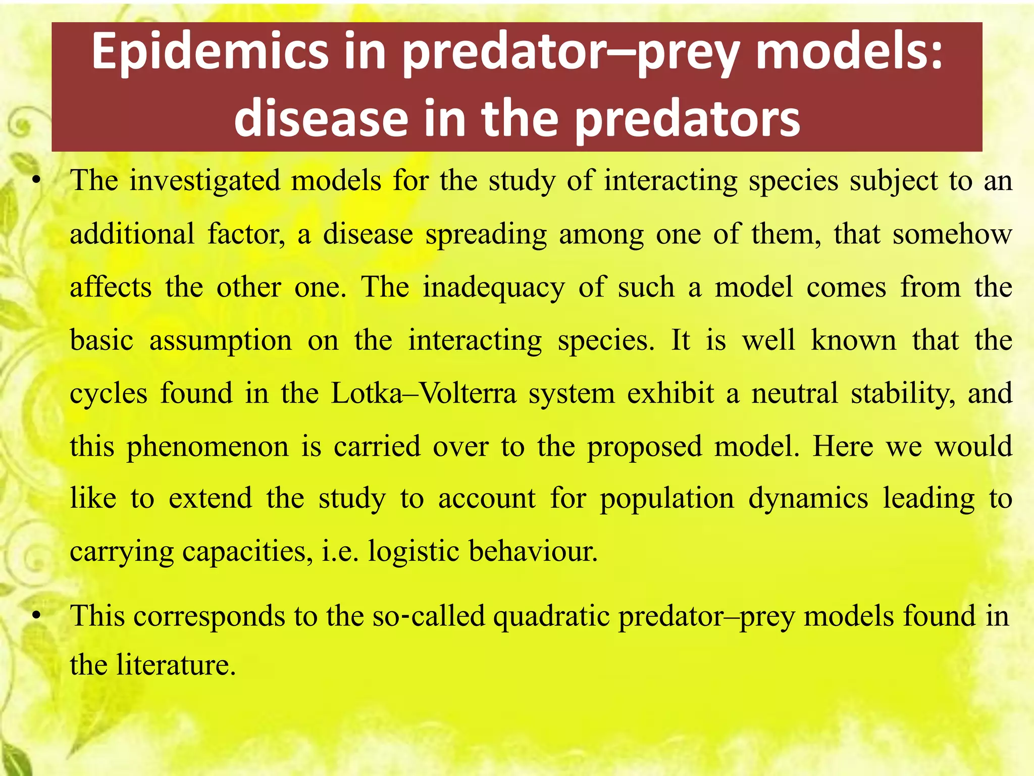 Predator- Prey Models- Lotka Voltera Model, Nicholson- Bailey Model, Crop Modelling | PDF