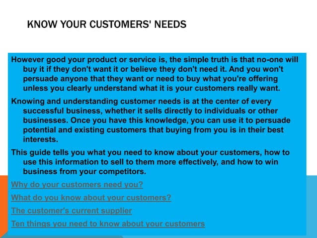 Identifying Consumer Need | PPT | Sales | Business