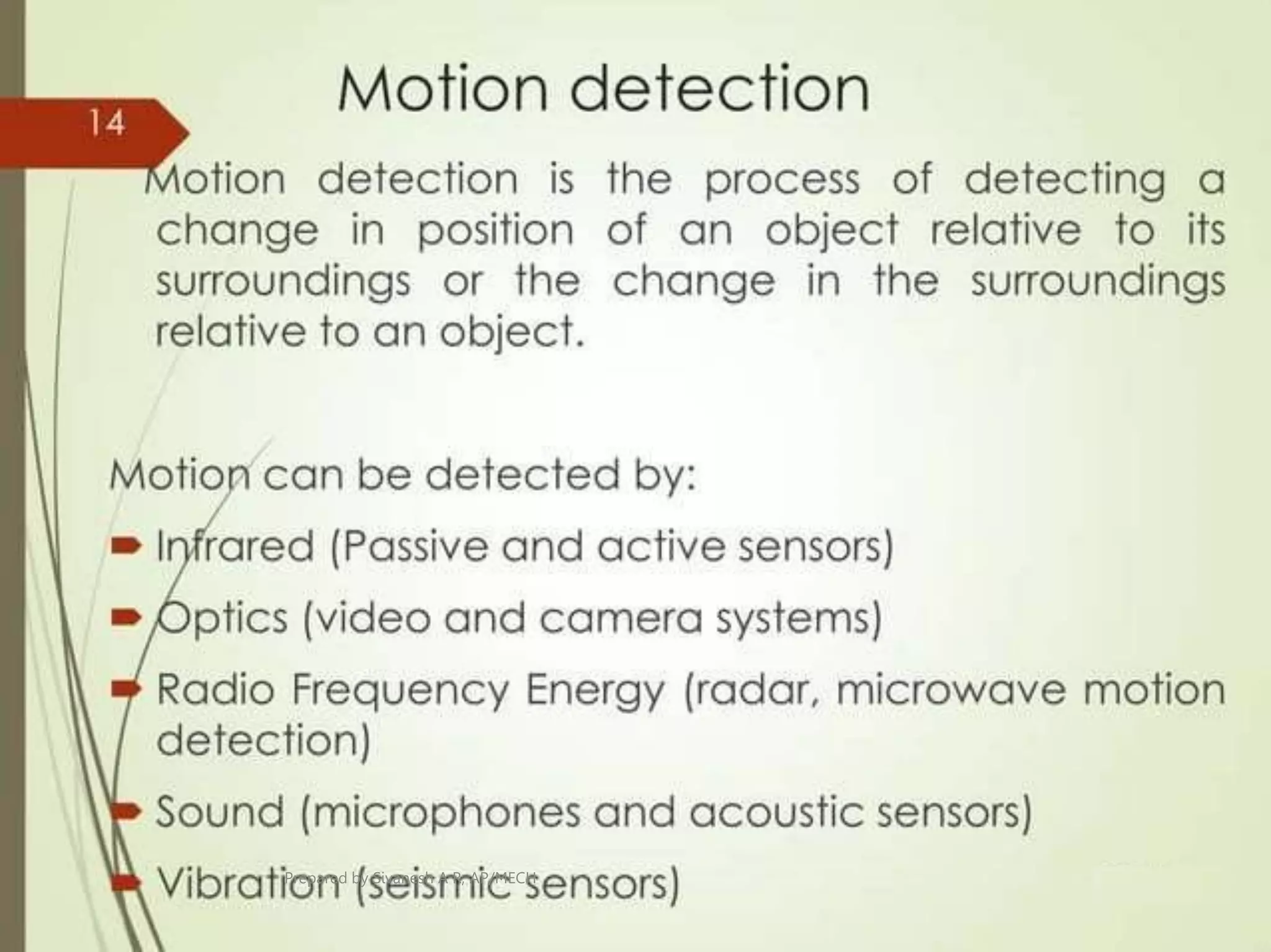 UNIT II - MOTION, PROXIMITY AND RANGING SENSORS | PPTX