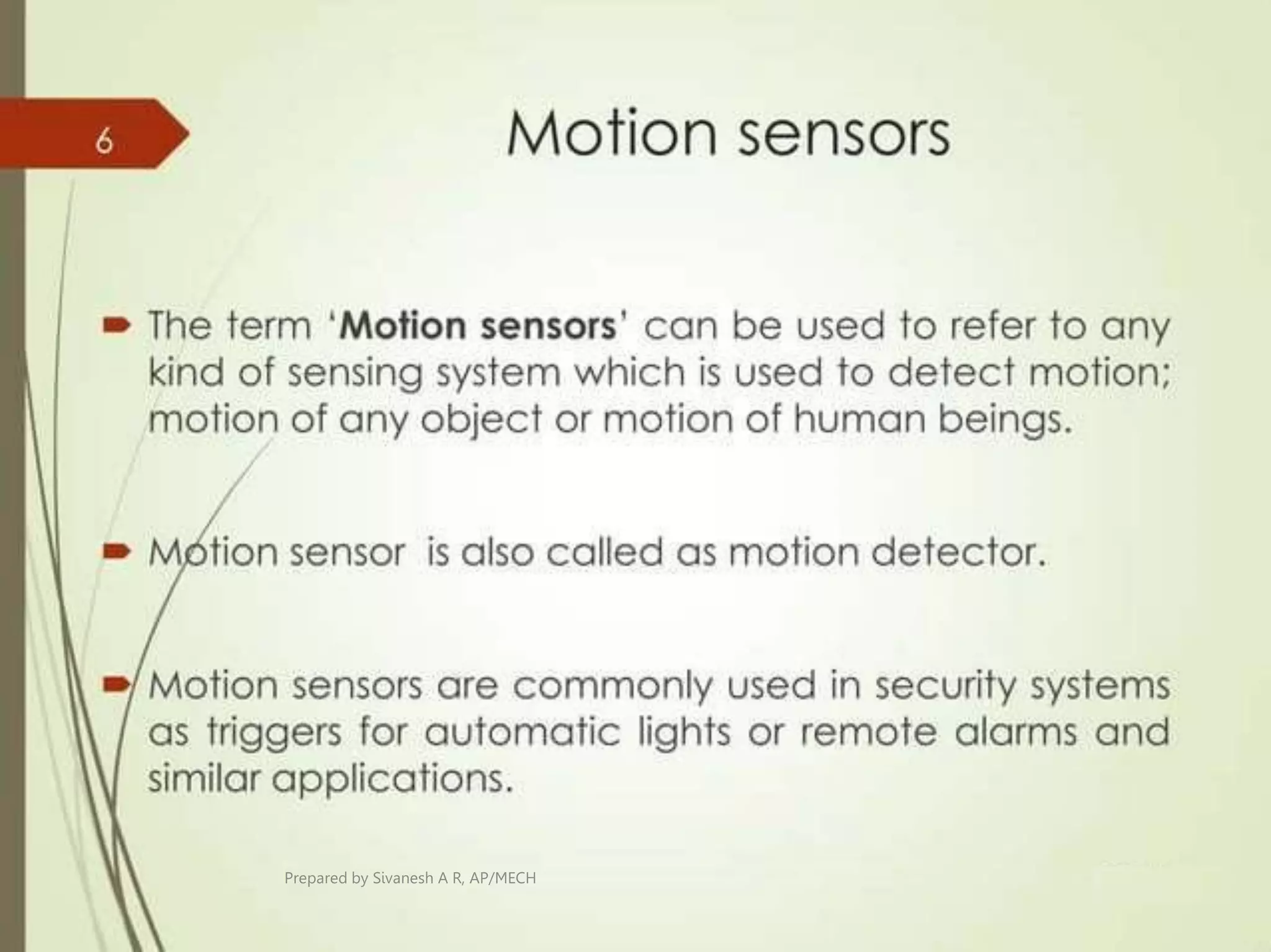 UNIT II - MOTION, PROXIMITY AND RANGING SENSORS | PPTX