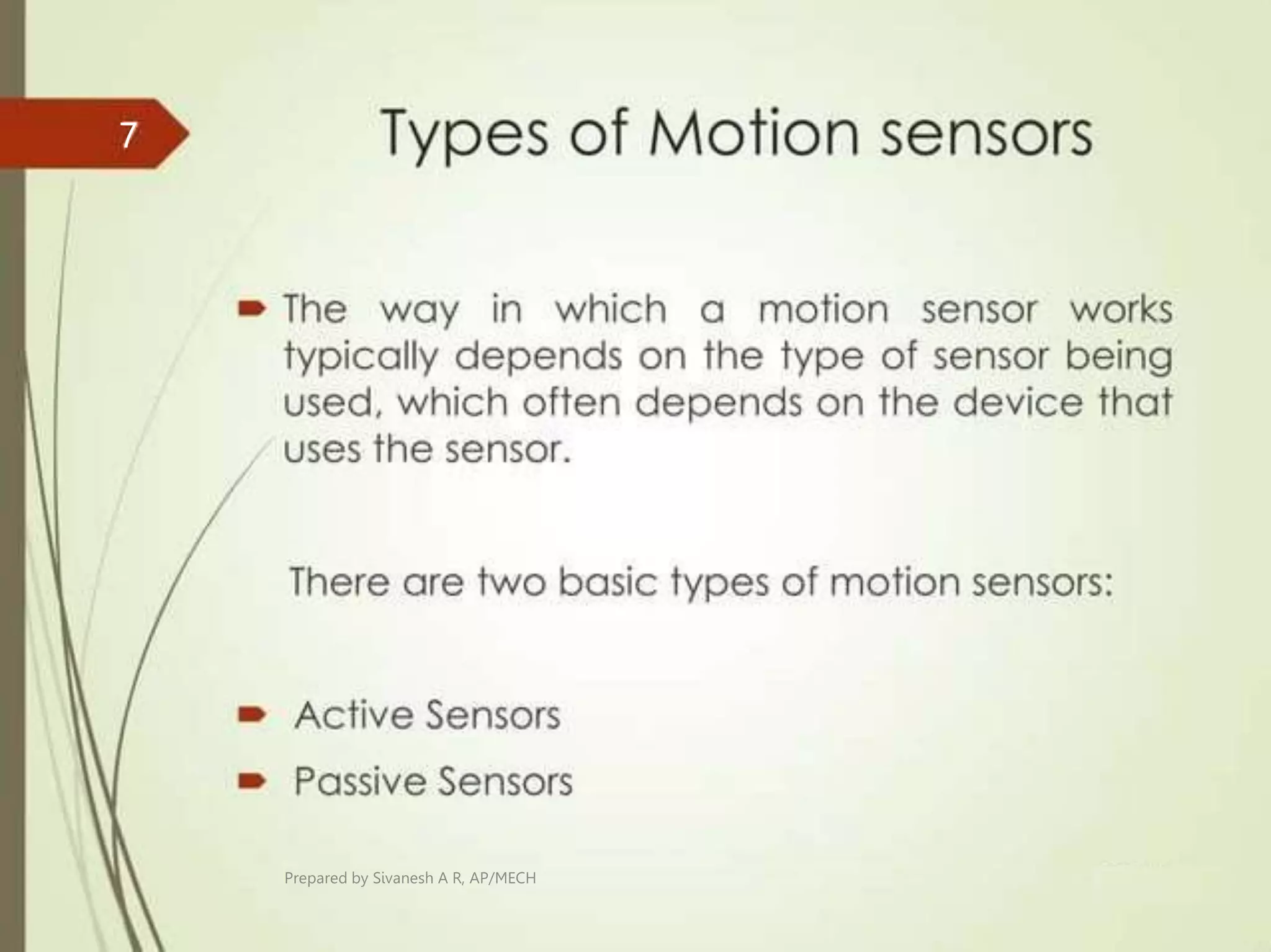 UNIT II - MOTION, PROXIMITY AND RANGING SENSORS | PPTX