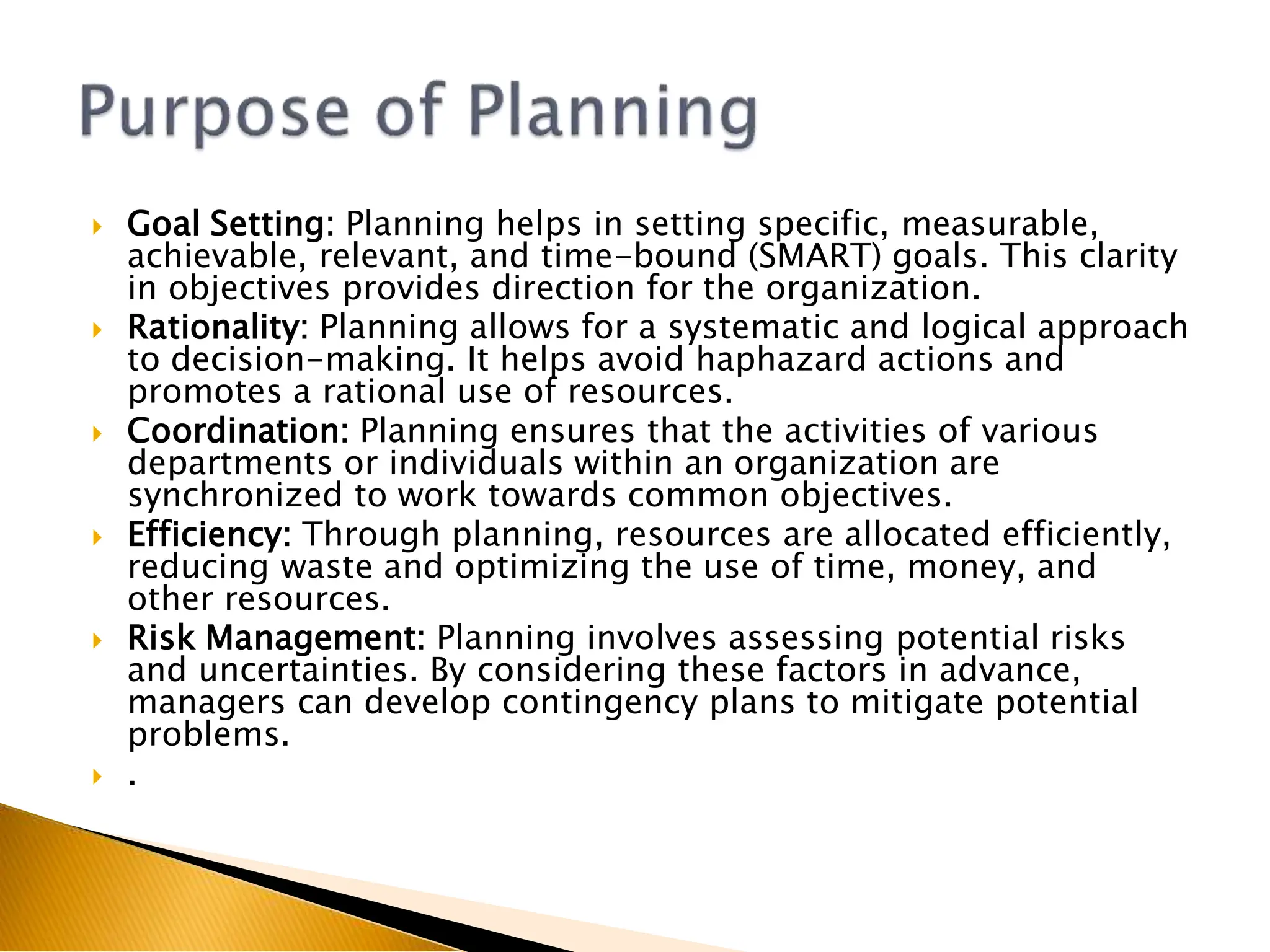 Planning & Concept of Objectives,.Types of Planning,Principles of ...