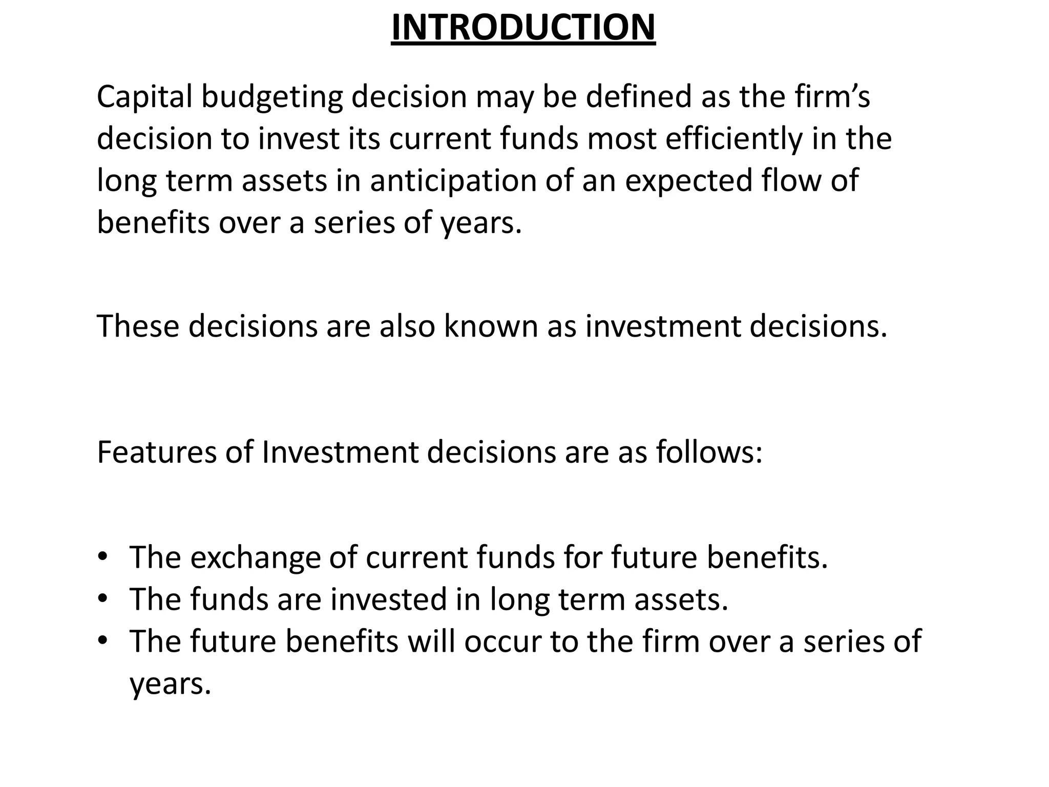 capital budgeting concept meaning and types | PPT