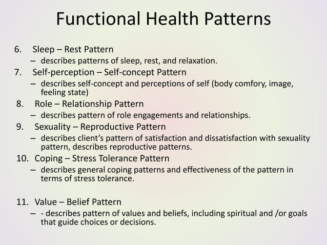 Le-3 Gordan Functionla health patterns.ppt | Physical Therapy | Wellness