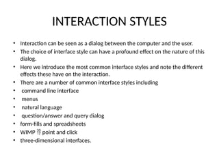 INTERACTION AND INTERFACES MODEL OF THE INTERACTION | PPTX