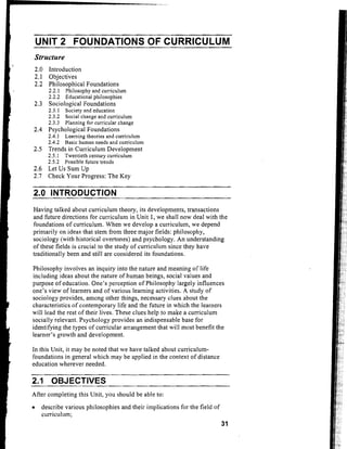 Foundations of Curriculum: Four major foundations | PDF
