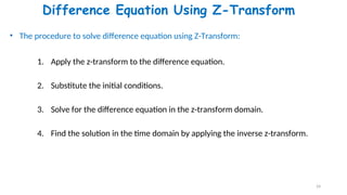 Properties of z transform AND ITS APPLIC | PPT