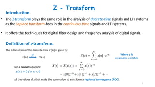 Properties of z transform AND ITS APPLIC | PPT