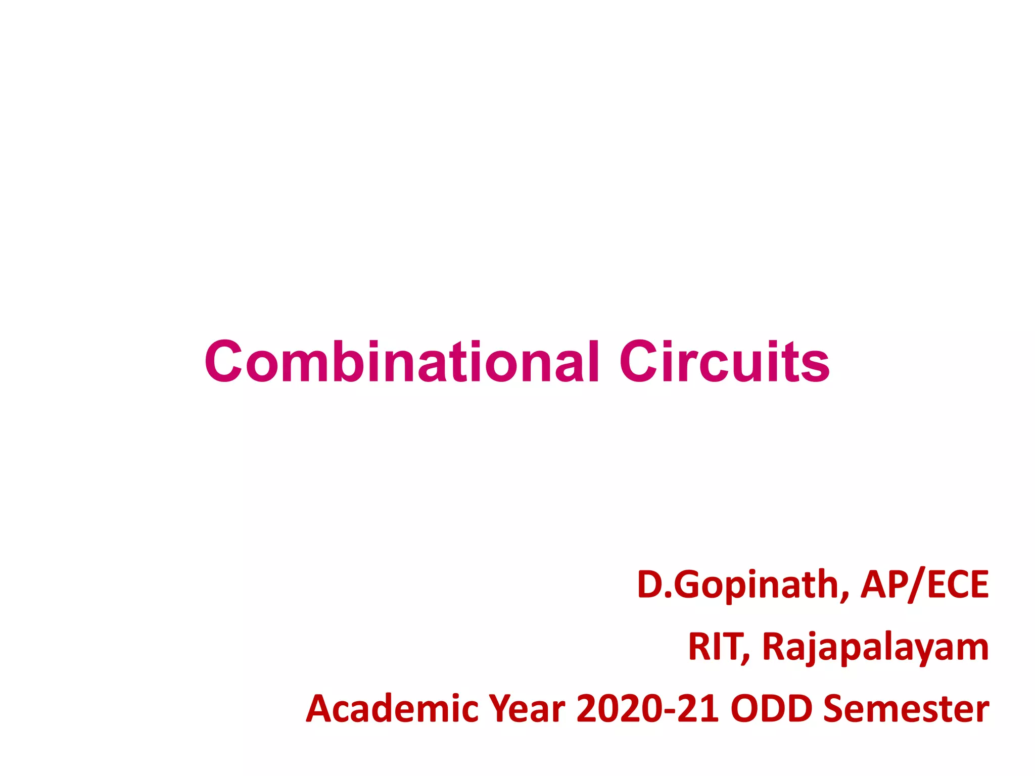 COMBINATIONAL CIRCUITS | PPTX