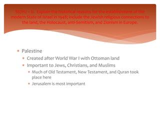 SS7H2b Creation of Israel | PPT