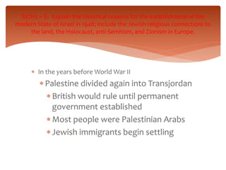 SS7H2b Creation of Israel | PPT