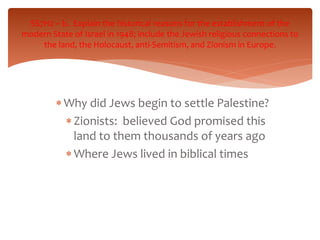 SS7H2b Creation of Israel | PPT