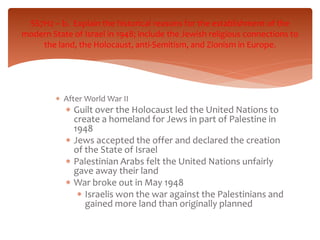 SS7H2b Creation of Israel | PPTX