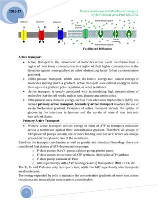 Unit 2-plasma membrane and membrane transport | PDF