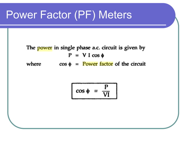 Power Factor Meter used in the measurement of Power factor in ...