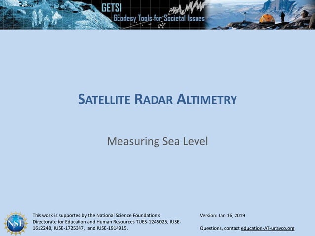 Overview of Satellite Radar Altimetry | PPT