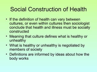 Unit 2 – Sociology Of Healthintro | PPT
