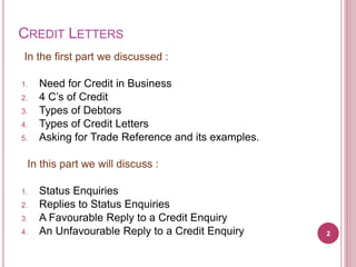 Unit.3.1.2.credit letters.2 | PPTX | Business | Business and Finance