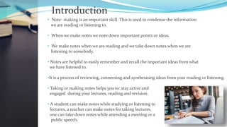 Unit.1.2.note making and note taking | PPTX