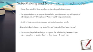 Unit.1.2.note making and note taking | PPTX