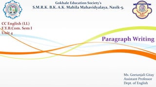 Unit.4.1.paragraph writing | PPTX