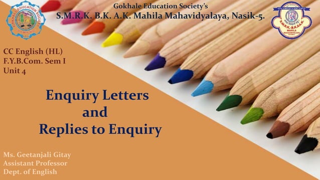 Unit.4.1.enquiry letters and replies to enquiry | PPTX