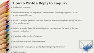 Unit.4.1.enquiry letters and replies to enquiry | PPTX