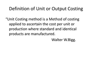 Unit or output costing i | PPTX