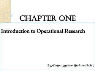 Unit.1 . introduction to oprational research | PPT
