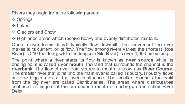UNIT. 4. Rivers.pptx, river system, tribuary | PPTX