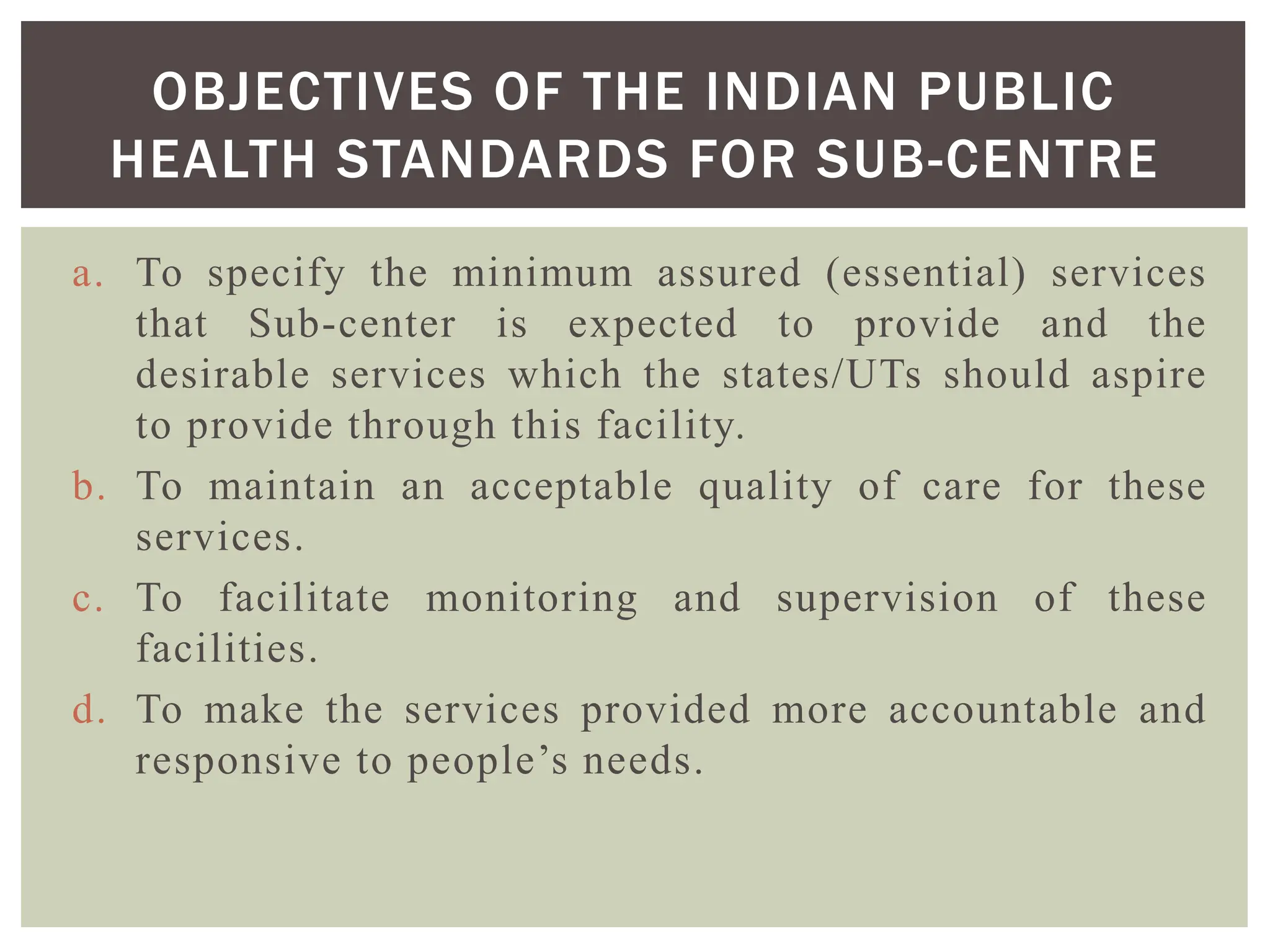 SUB CENTER, PRIMARY HEALTH CENTER, COMMUNITY HEALTH CENTER | PPTX