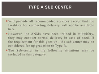 SUB CENTER, PRIMARY HEALTH CENTER, COMMUNITY HEALTH CENTER | PPTX