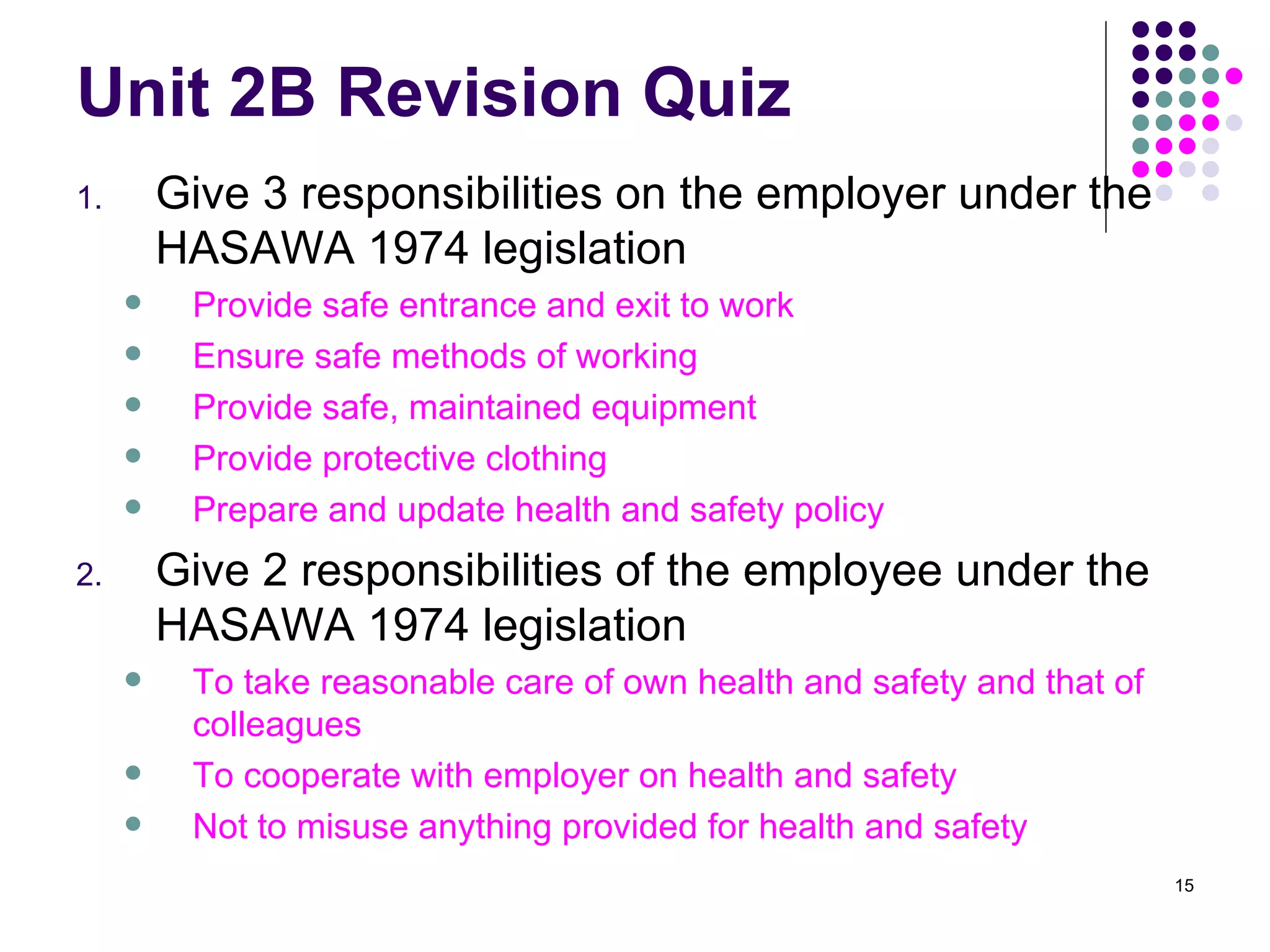 Unit 2 B Safe Working Practices | PPT