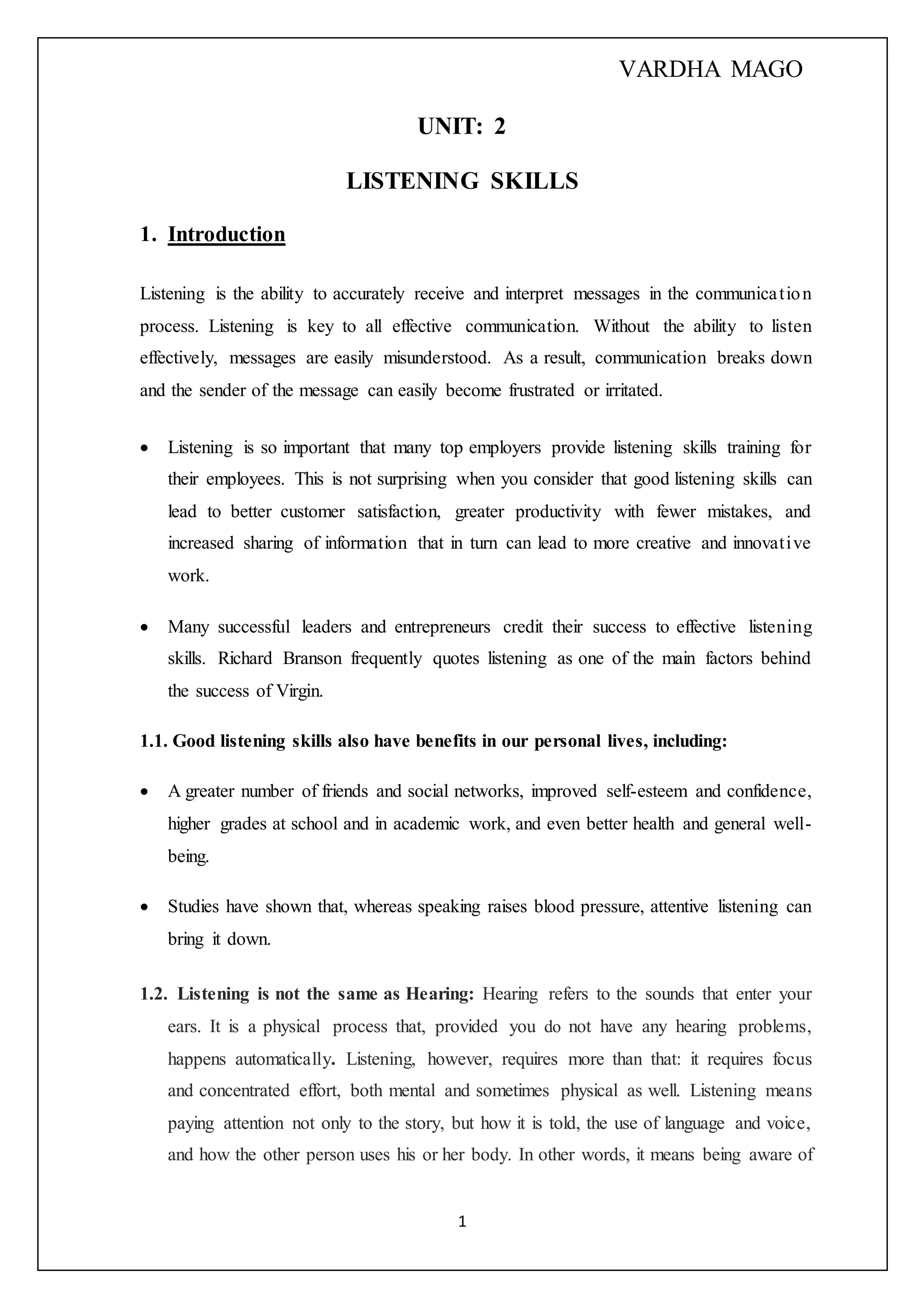 listening skills | DOCX