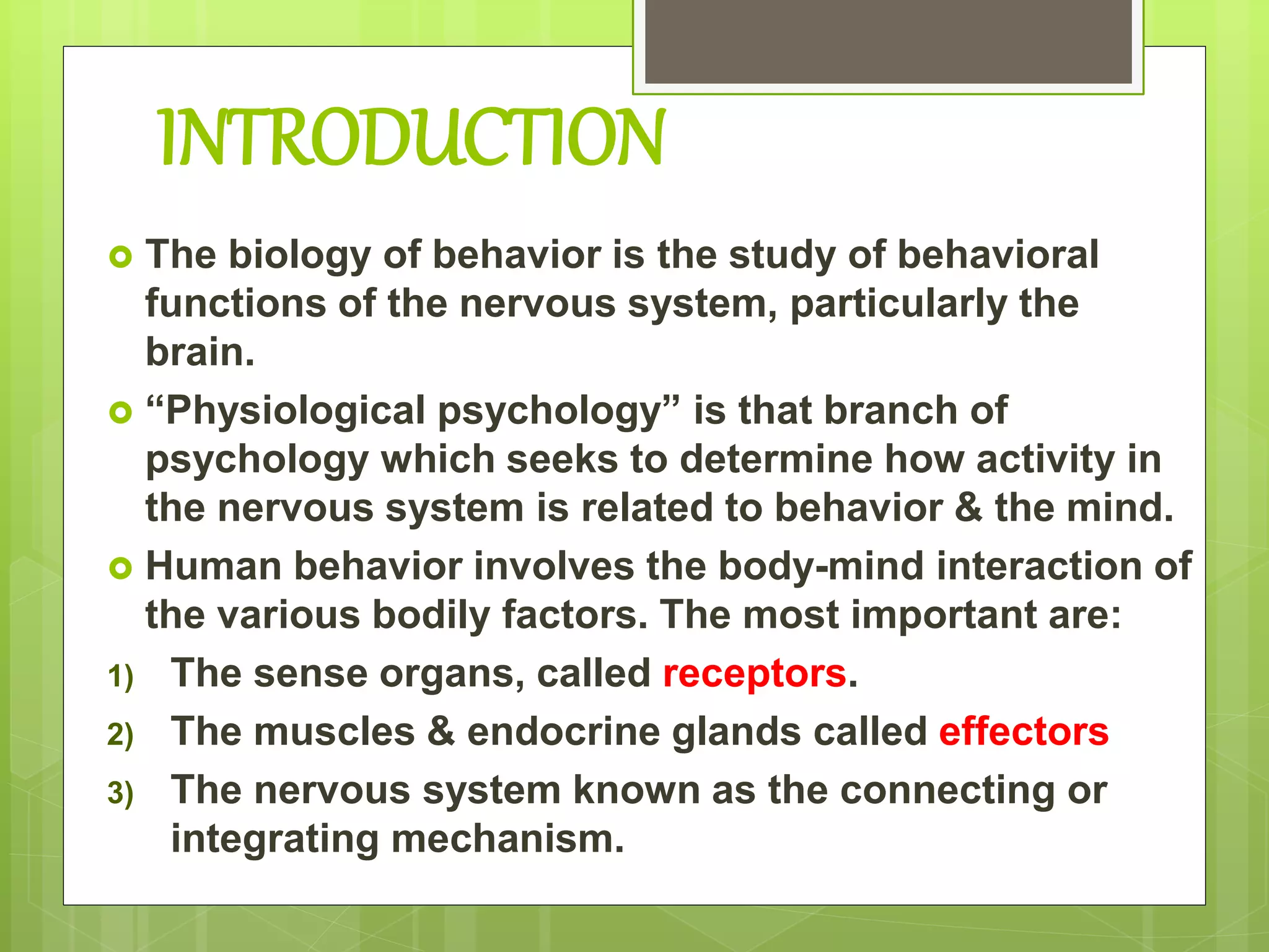 Unit 2 (biological basis of human behavior) | PPTX