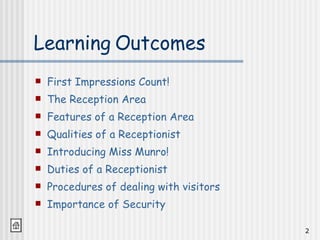 Unit 2c - Reception Services | PPT