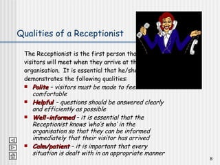 Unit 2c - Reception Services | PPT