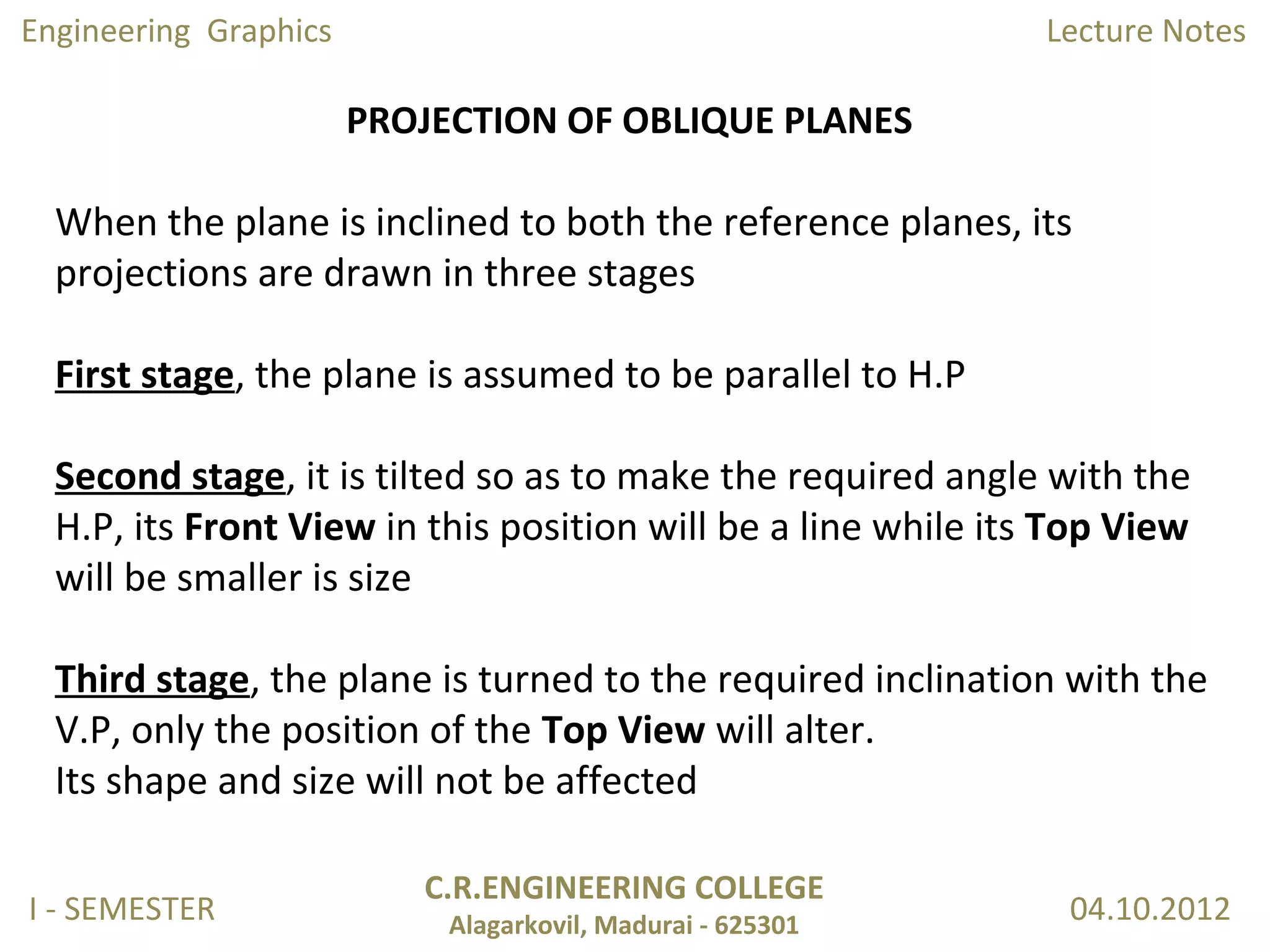 Unit 2c-16-projection-of-planes | PPT