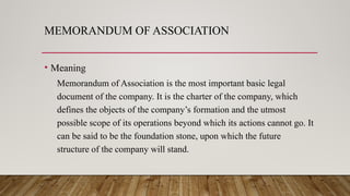 UNIT-2 company law.pptx Memorandum of Association, Contents, Definition ...