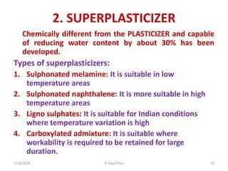 CONCRETE ADMIXTURES - Concrete Technology | PPTX