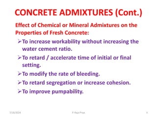 CONCRETE ADMIXTURES - Concrete Technology | PPTX