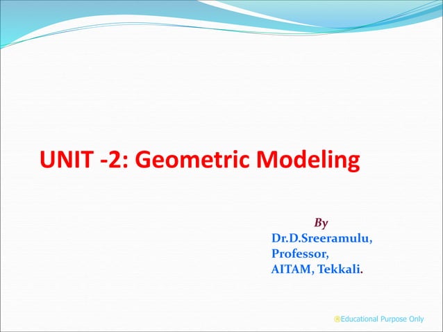 Geometric modeling | PPT | 3-D Graphics | Computer Software and Applications