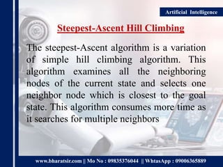 Hill Climbing Algorithm in Artificial Intelligence | PPTX